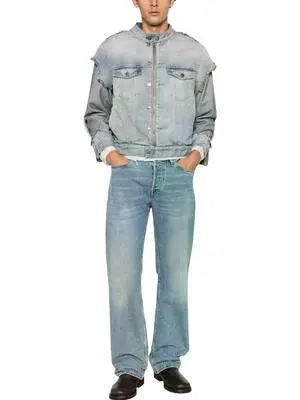 HAIKURE Distressed Panelled Denim Jacket Blue