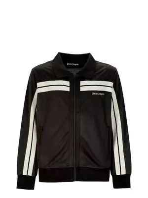 Palm Angels Stripe-detail Logo-print Sweatshirt - Black