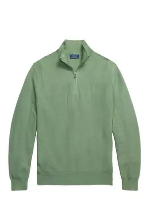 Polo Ralph Lauren Quarter-zip Waffle-knit Sweater Green