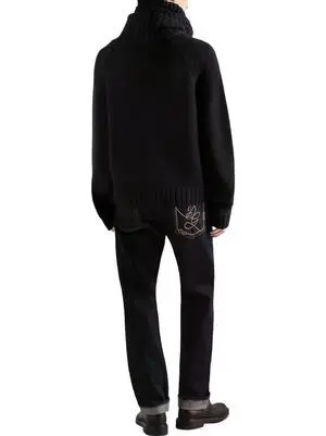 Dolce & Gabbana Smooth-knit Turtleneck With Logo - Blue