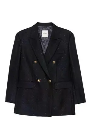 Sandro Rhinestone-embellished Double-breasted Blazer - Blue