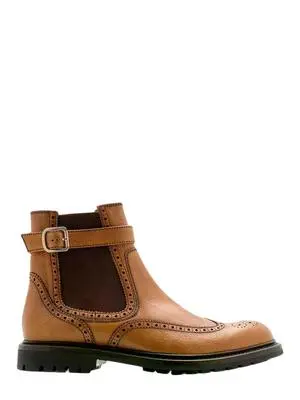 LOTTUSSE Walton Brogue-detail Ankle Boots - Brown