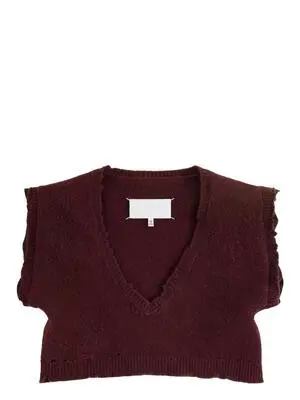 MAISON MARGIELA Distressed Cropped Vest Red