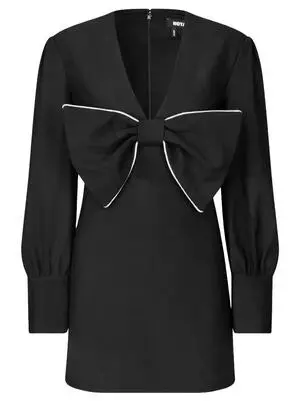 ROTATE BY BIRGER CHRISTENSEN Mini Draped Bow Dress Black