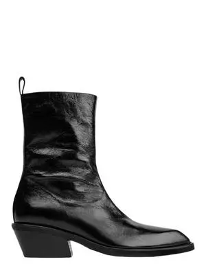 POEVE Leather Ankle Boots - Black