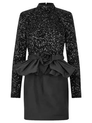 ROTATE BY BIRGER CHRISTENSEN Sequin-embellished Peplum Mini Dress