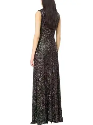 ROTATE BY BIRGER CHRISTENSEN Sequins Flared Maxi Dress - Brown
