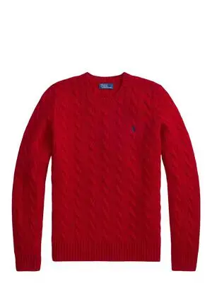 Polo Ralph Lauren Crew-neck Cable-knit Wool And Cash - Red