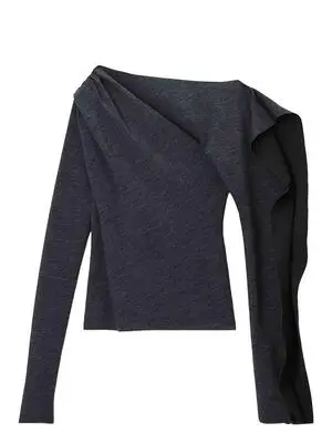 Alexander Wang Asymmetrical Off-the-shoulder Top With R - Grey