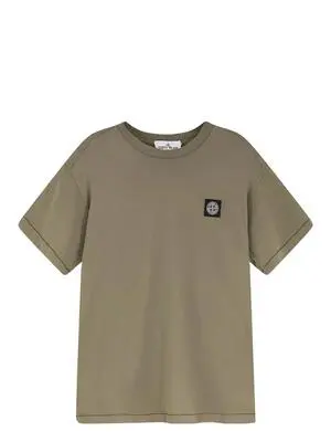 Stone Island Slim T-shirt With Green Compass Patch Green