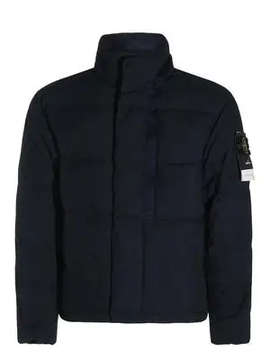 Stone Island Navy Quilted Down Jacket - Blue