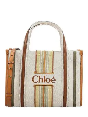 Chloé Small Woody Loop Tote Bag In Canvas - Brown