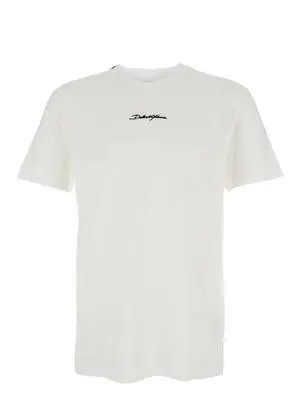Dolce & Gabbana Crewneck T-shirt With Signature Logo In Cotton - White
