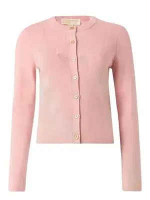 Michael Kors Wool Ribbed Cardigan - Pink