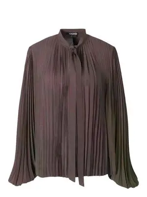 TOM FORD Pleated Pussy-bow Blouse - Brown