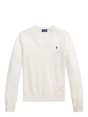 Polo Ralph Lauren V-neck Logo-embroidered Sweater Neutrals