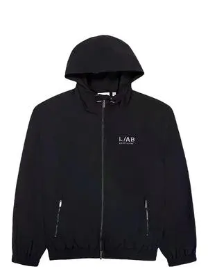 L/AB C/O OFF-WHITE Logo-print Zip-fastening Hoodie - Black