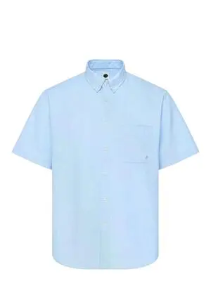 VOWELS Button-down Short-sleeved Shirt - Blue