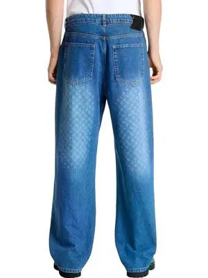 DAILY PAPER Amba Monogram-pattern Straight-leg Jeans - Blue