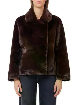 Liu Jo Faux-fur Double-breasted Coat - Brown