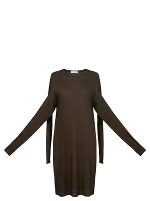 UMA WANG Debi Long-sleeve Mini Dress Brown