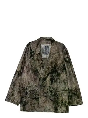 ZIGGY CHEN Crinkled-finish Double-breasted Jacket - Brown