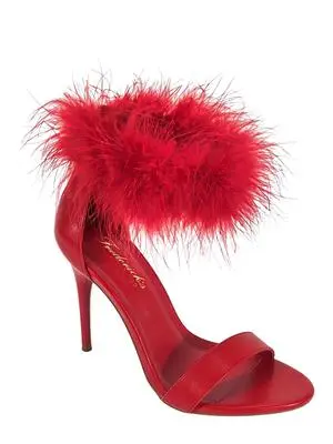 Frederick's Of Hollywood Raquel Feather Stiletto Heel Red