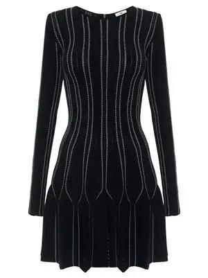 Elisabetta Franchi Origami Mini Dress In Knit Fabric - Black