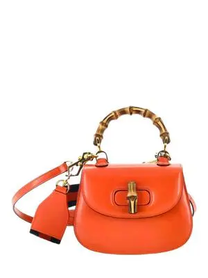 Gucci Bamboo 1947 Top Handle Bag Leather Mini Shoulder Bag - Orange