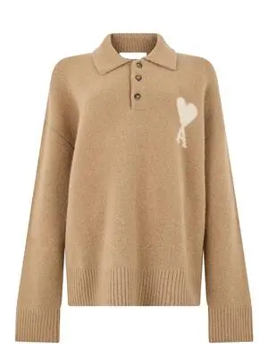 AMI Ami Paris Polo-Collar Logo Sweater