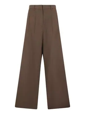 NINE:INTHE:MORNING Elegant High-waist Wool Trousers With Pleats And Wide Legs - Brown