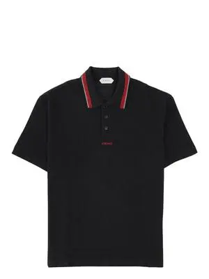 Versace Cotton Polo Shirt, Made In Italy - Black