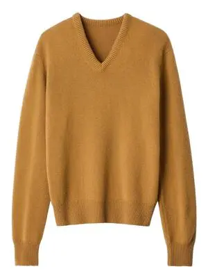 LEMAIRE V-neck Sweater In 100% Wool - Cumin