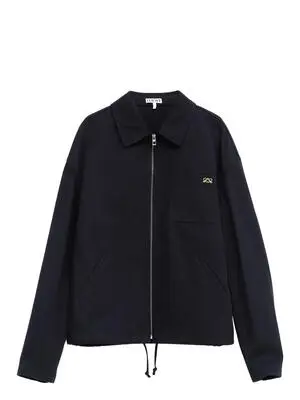 Loewe Loewe Zip Front Jacket With Patch Pocket Darknavy
