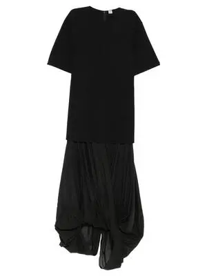 TOTEME Pleated Mini Dress With Draped Details - Black