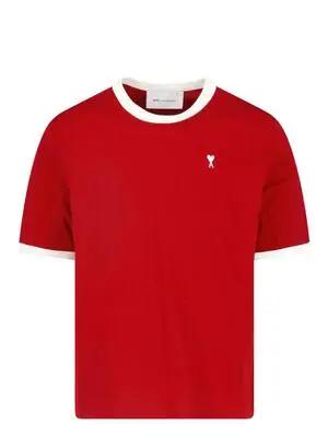 AMI Paris Cotton Crewneck T-shirt - Red