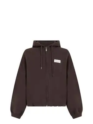 Jacquemus Jacquemus Zip-Front Hoodie With Lined Hood And Chest Logo Brown