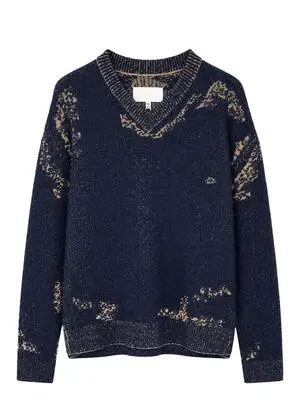 MAISON MARGIELA Textured V-neck Sweater - Navy