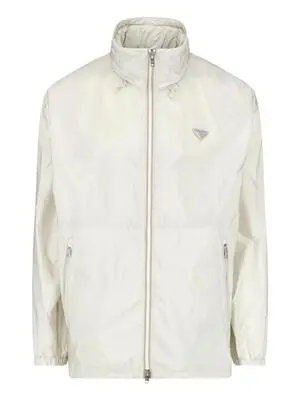 Prada Zip-front Stand Collar Jacket - Talcamel