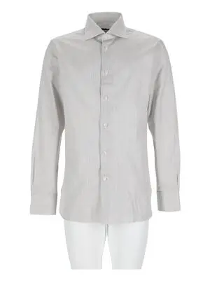 Zegna Zegna Men's 100% Cotton Grey Button-Up Shirt Grey
