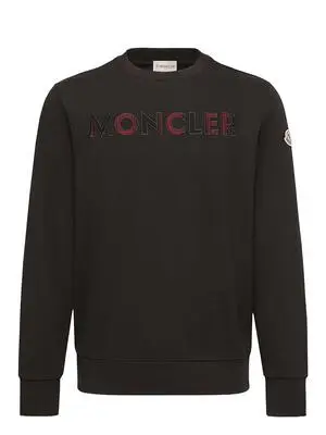 Moncler Logo-embroidered Crewneck Sweatshirt - Black