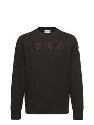 Moncler Logo-embroidered Crewneck Sweatshirt - Black