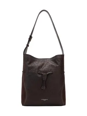 GIANNI CHIARINI Gianni Chiarini Sienna Leather Ostrich Print Shoulder Bag With Adjustable Strap