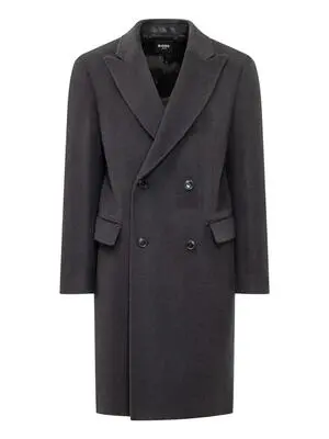 BOSS Alpaca Blend Peak-front Jacket - Open Blue