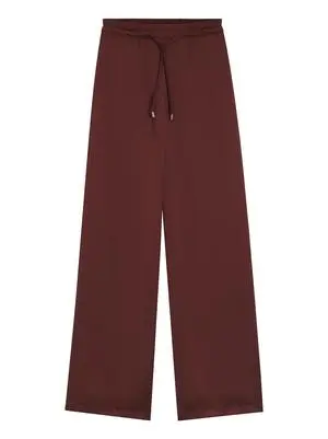 Hugo Relaxed-fit Pants In Satin With Drawstring Waist - Brown