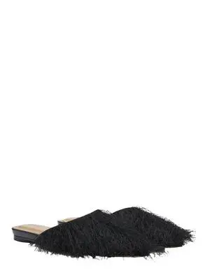 BOSS Pointed-toe Mules With Frayed Trim - Black