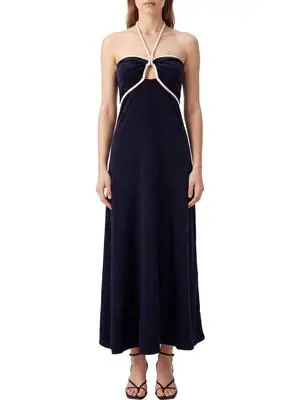JOHANNA ORTIZ Flared Cotton Midi Dress With Sweetheart Neckline And Contrast Stitching