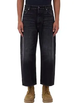 Balenciaga Cropped Wide-leg Baggy Jeans In Mid-rise Cotton Denim - Black