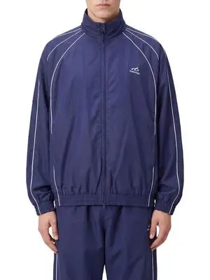 Balenciaga Relaxed Fit Cotton-blend Zip-up Sweatshirt With A High Neck Navy