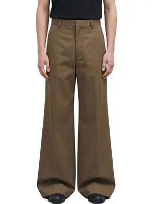 Balenciaga Wide-leg Cotton Chino Trousers With A Mid-rise Waist - Beige